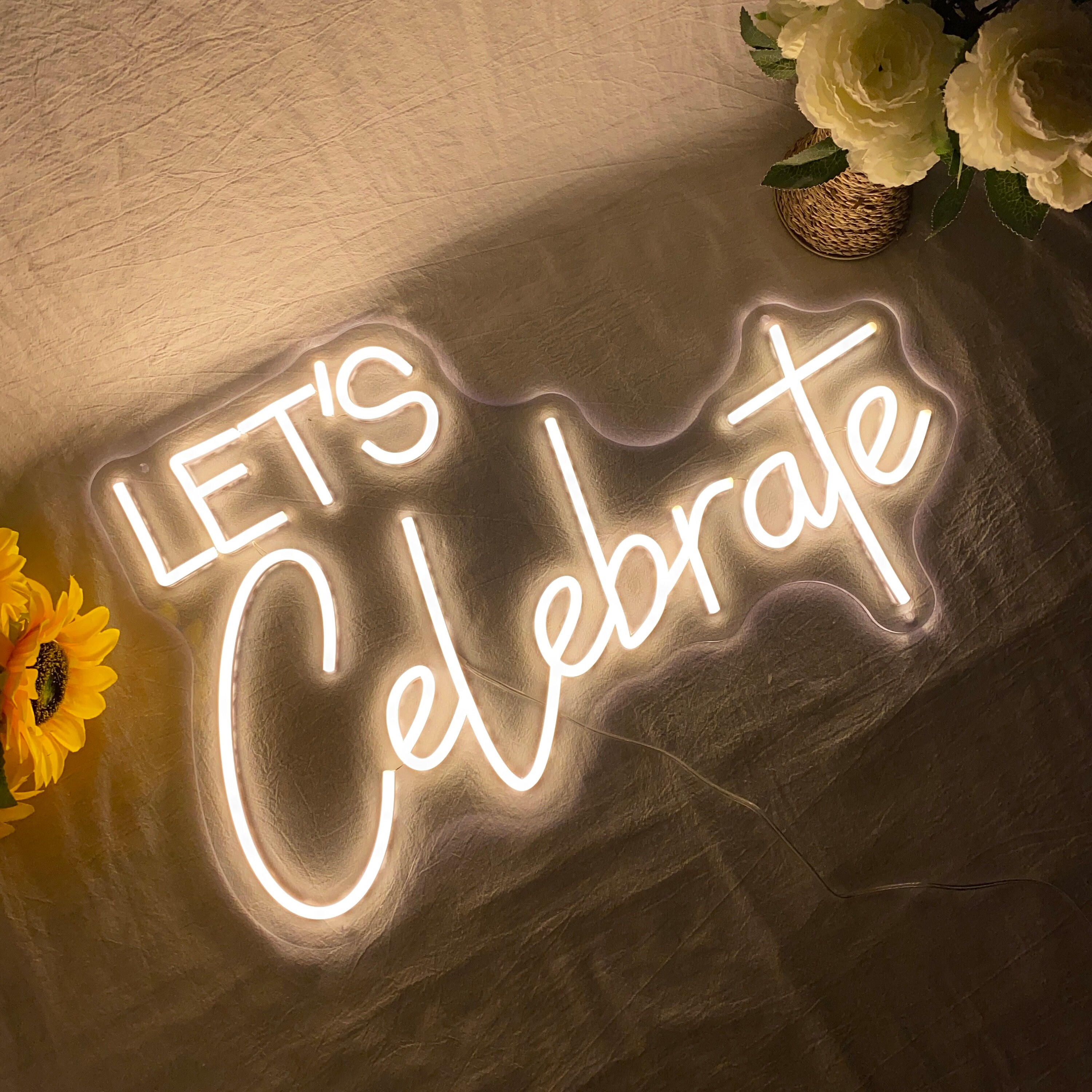 Let's Celebrate Neon Sign, Wedding Sign Happy Birthday Party Neon Sign ...