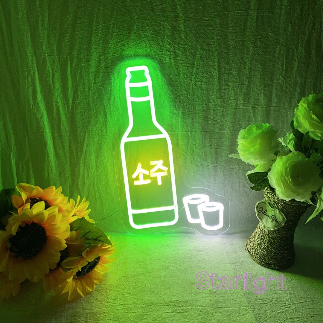 Korean Soju Neon Sign, Custom Home Bar Party Neon Decor, Business Logo ...