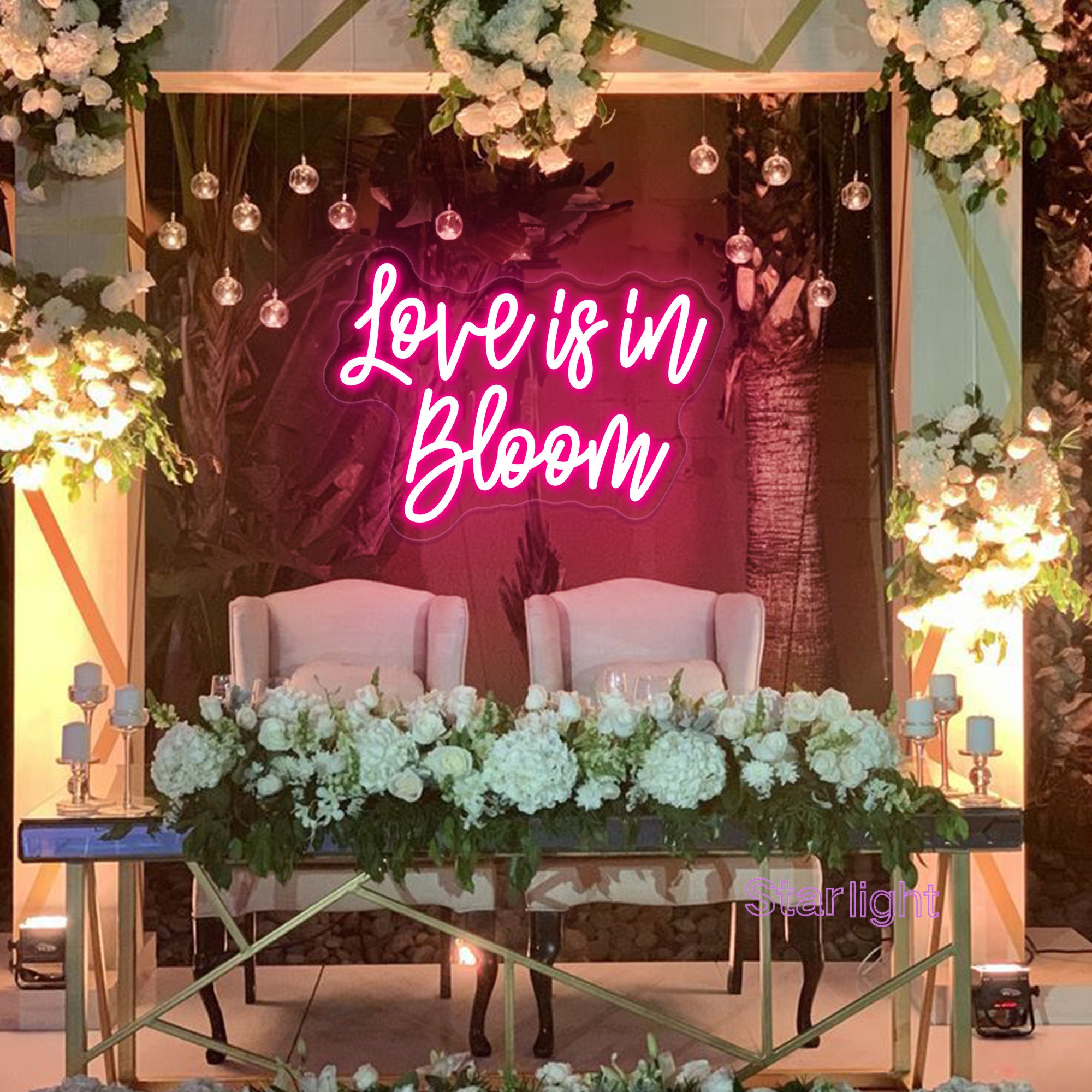 Love is in Bloom Neon Sign Custom Wedding Wall Art, Unique Wedding Sign ...
