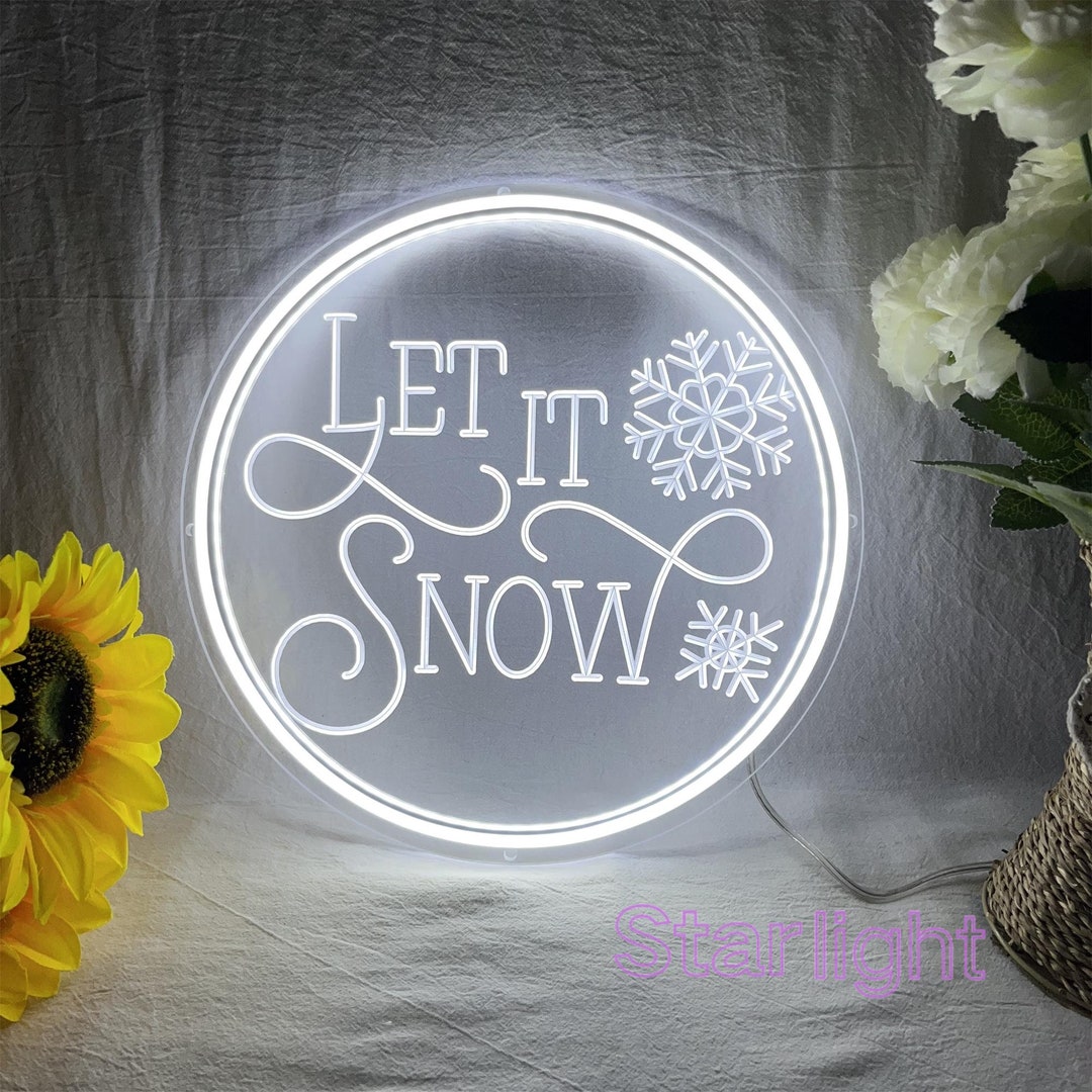 Let It Snow Neon Sign, 3D Engrave USB Neon Sign, Neon Light Chrismas ...
