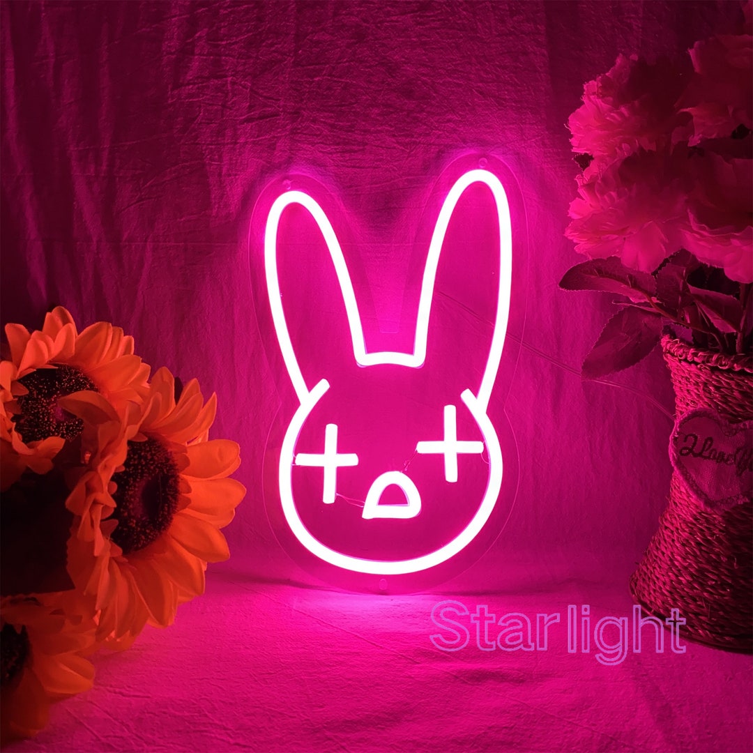 Cute Bunny Neon Sign, Custom Anime Rabbit Neon Lights, Bedroom Home ...