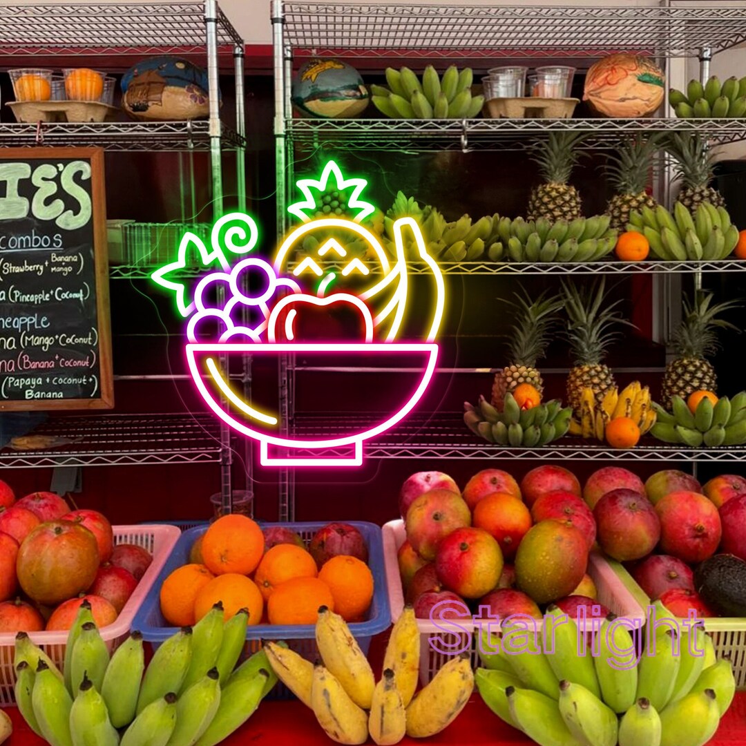 Fresh Fruit Neon Sign, Fruit Neon Light for Kitchen Decor, Fresh Fruit ...