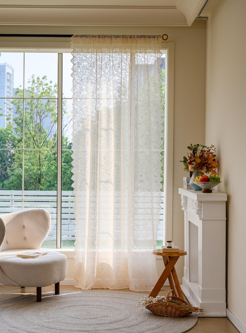 Romantic French Style Curtain Lace Yarn, Sheer Curtains Panel for ...
