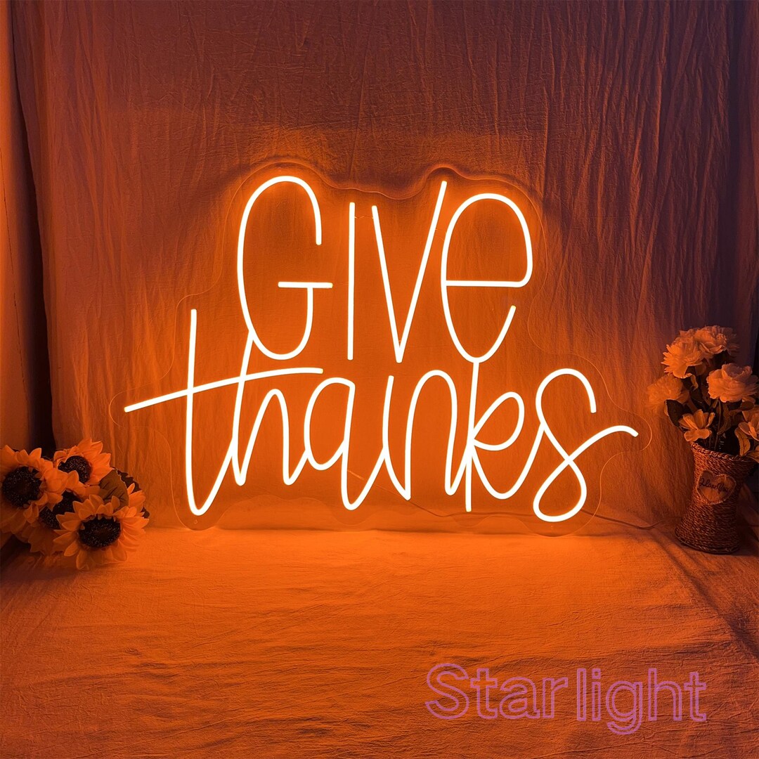 Give Thanks Neon Sign Custom Fall Thanksgiving Led Light Thanksgiving ...
