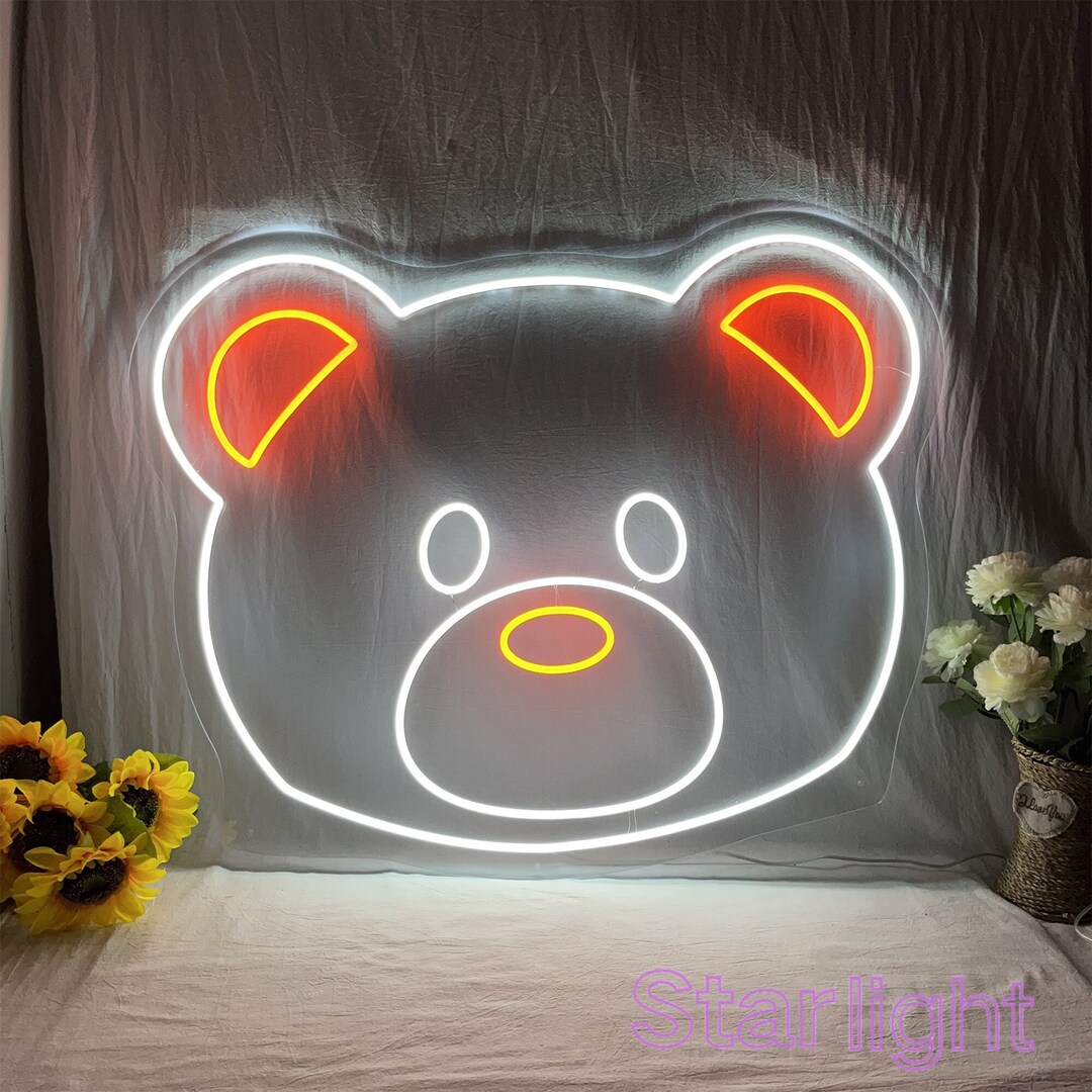 Cute Panda Bear Neon Sign, Custom Neon Led Sign for Bedroom Decoration ...