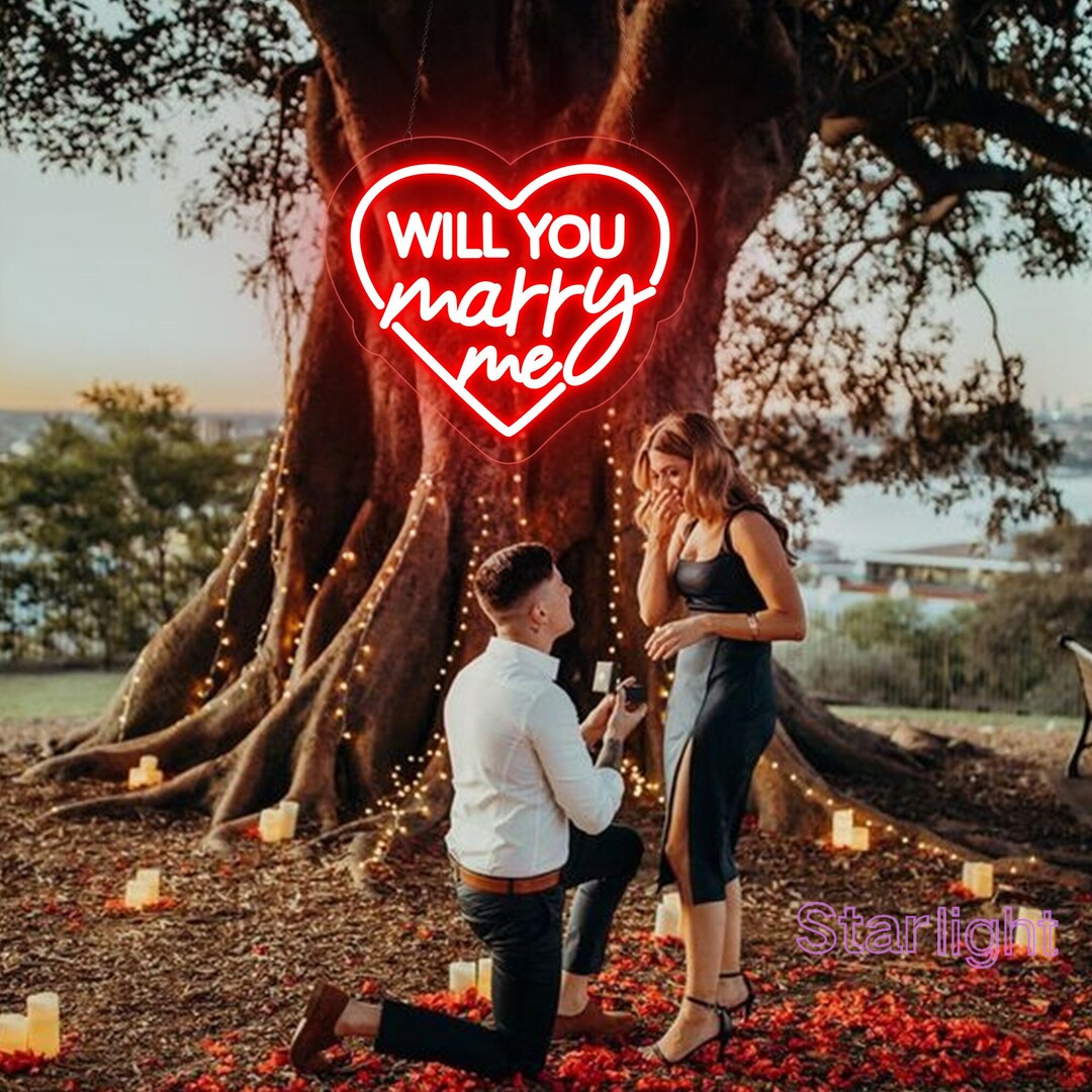 Will You Marry Me Neon Sign, Custom Wedding Neon Proposal Wall Art ...
