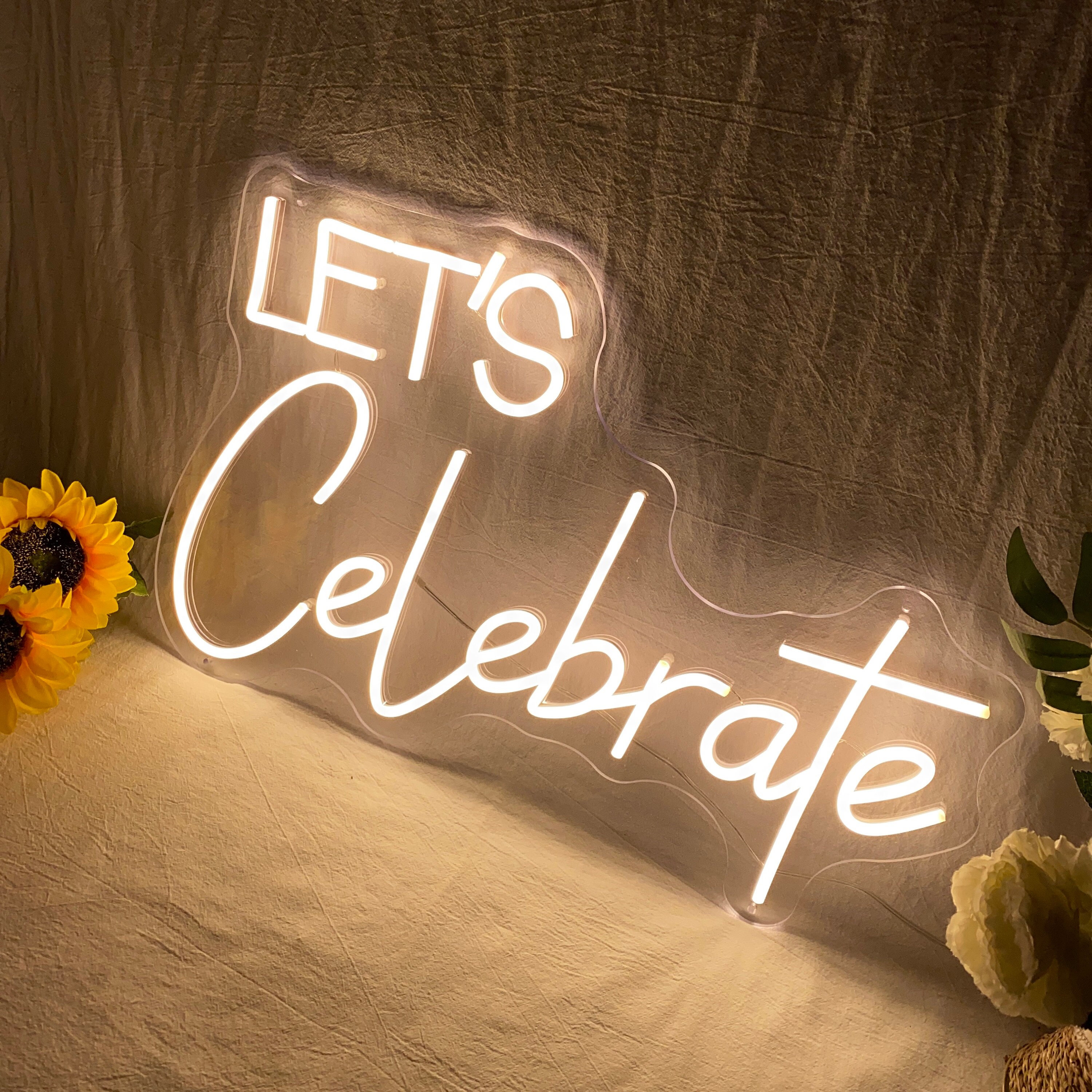 Let's Celebrate Neon Sign, Wedding Sign Happy Birthday Party Neon Sign ...
