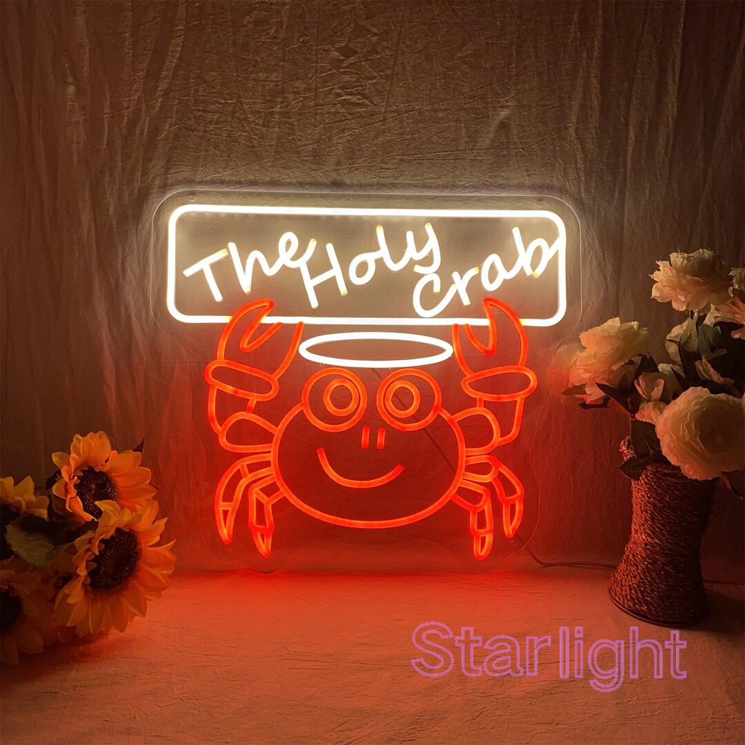 The Holy Crab Neon Sign,crab Seafood Led Sign,seafood Restaurant Neon ...