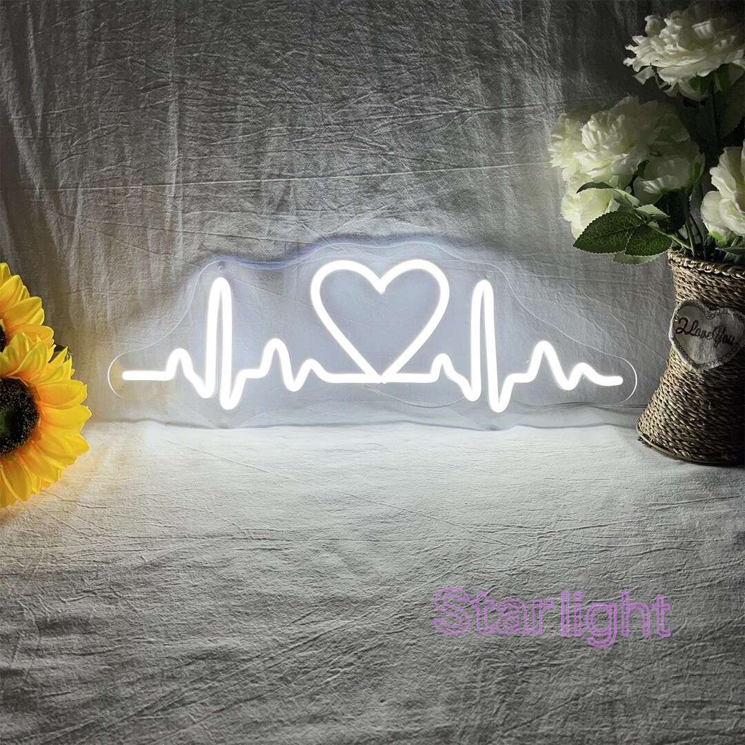 Heartbeat Neon Sign, Bedroom Love Neon Sign Heart, Irregular Heart Led ...