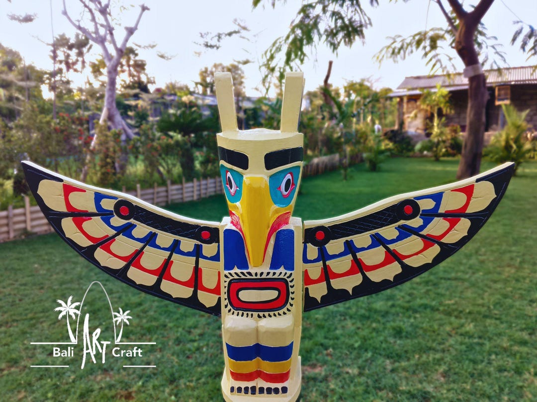 Eagle Totem Pole: 39-inch Hand Carved Wood Art - Etsy
