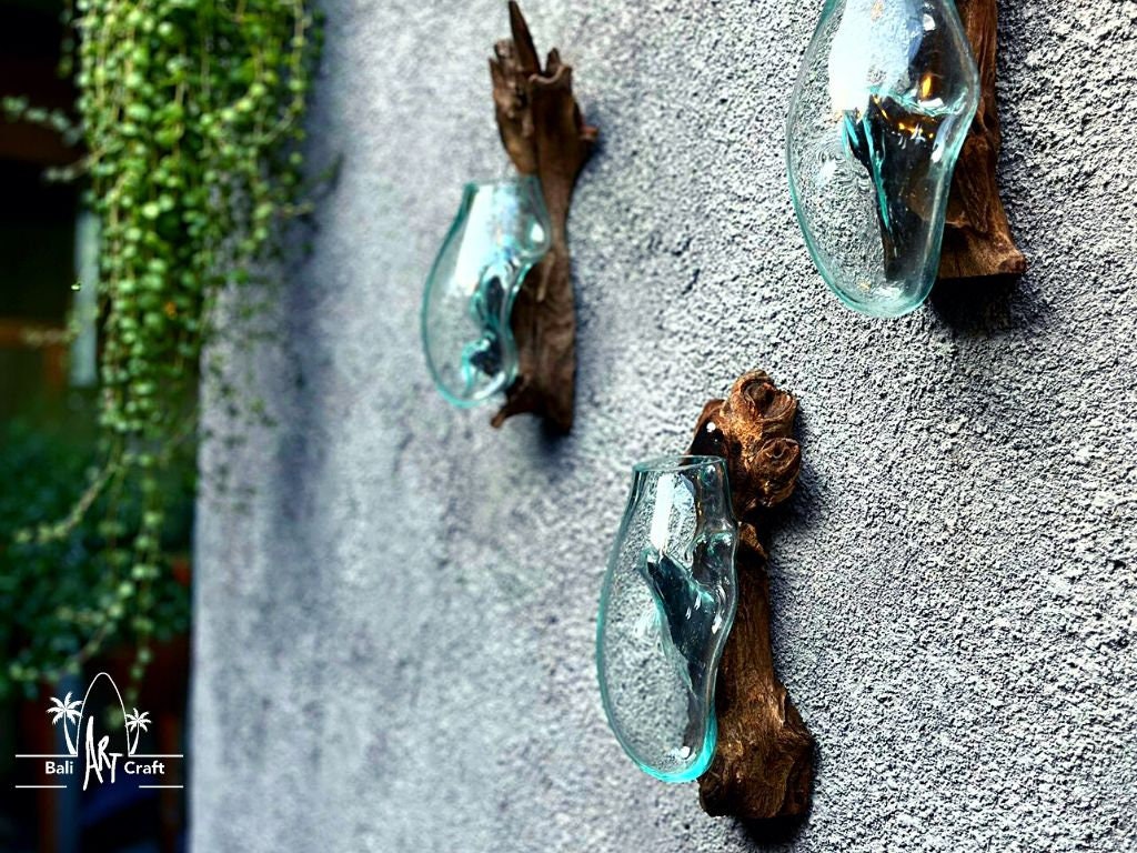 Mini Molten Glass Air Plant Vase on Wood - 8 Inch Hanging Planter - Etsy