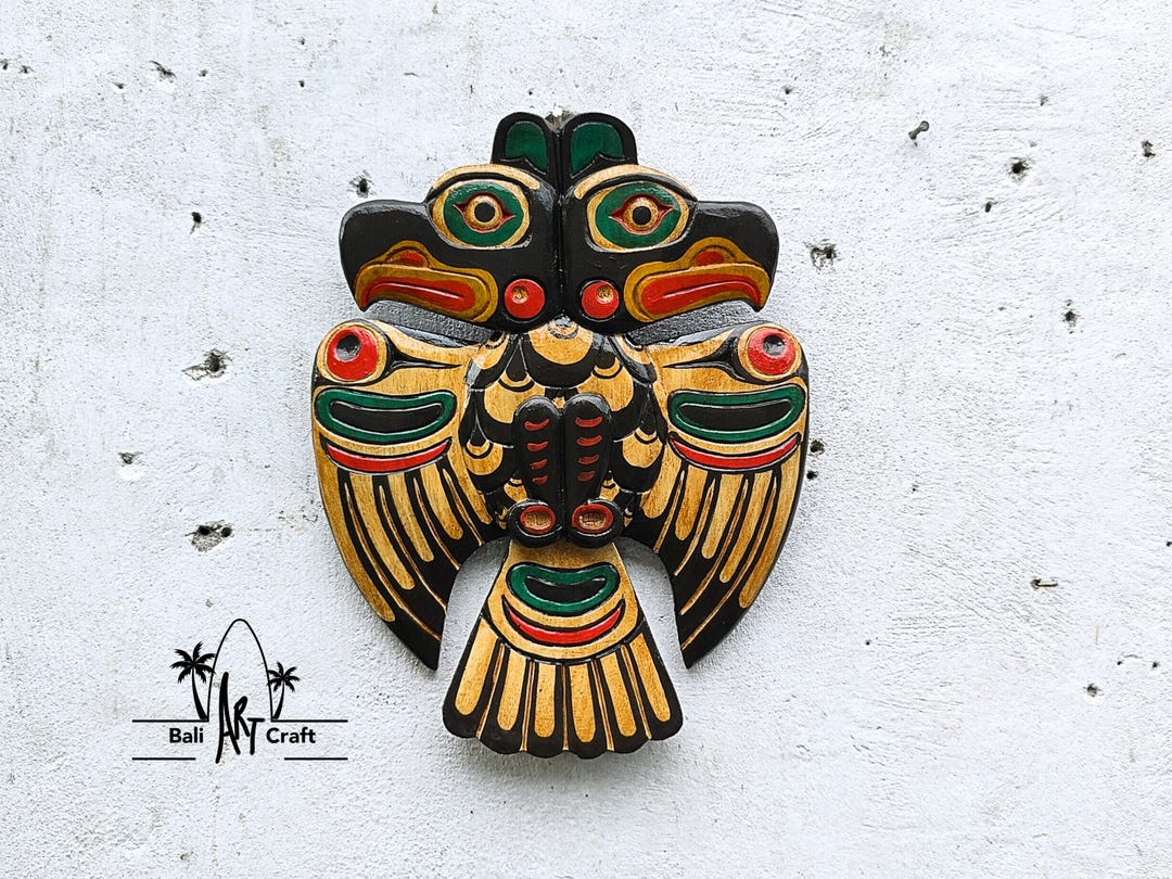 Hand-carved Wooden Thunderbird Wall Art: Tribal Boho Decor Red, Green ...