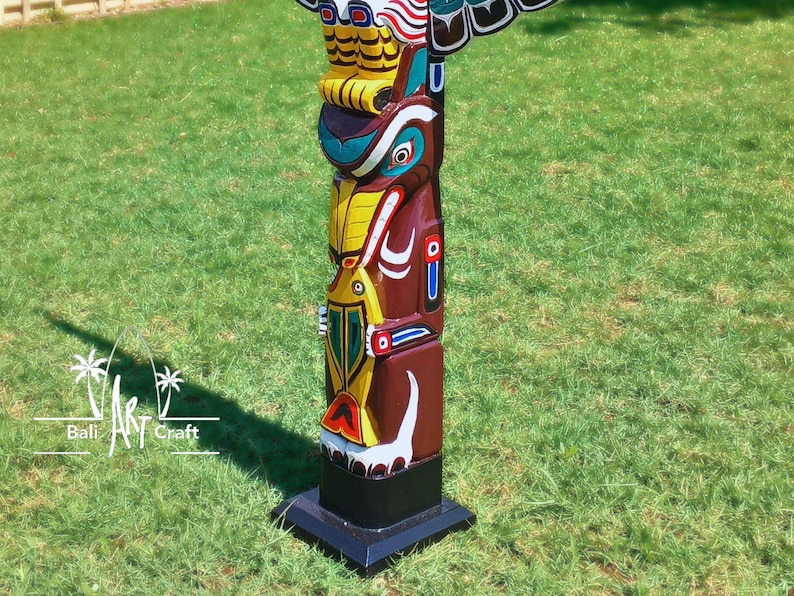 White Eagle Totem Pole: 39" Carved Wood Indian Art - Etsy