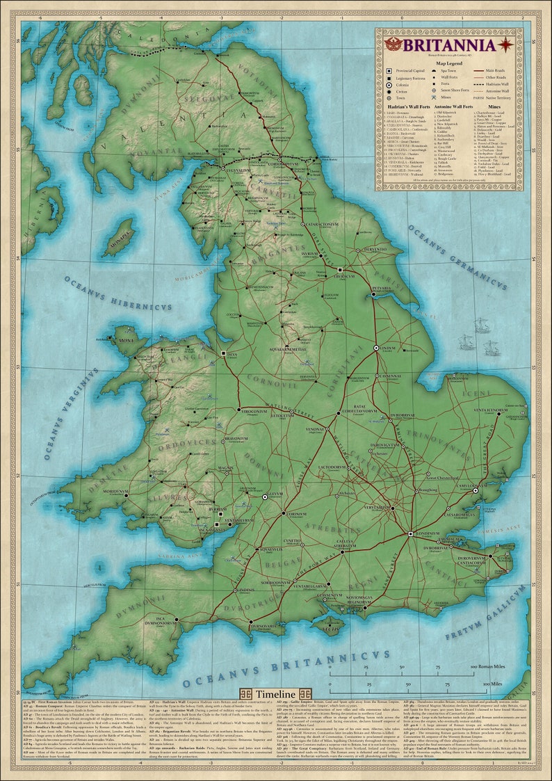 Map of Roman Britain - A2 Print - Etsy
