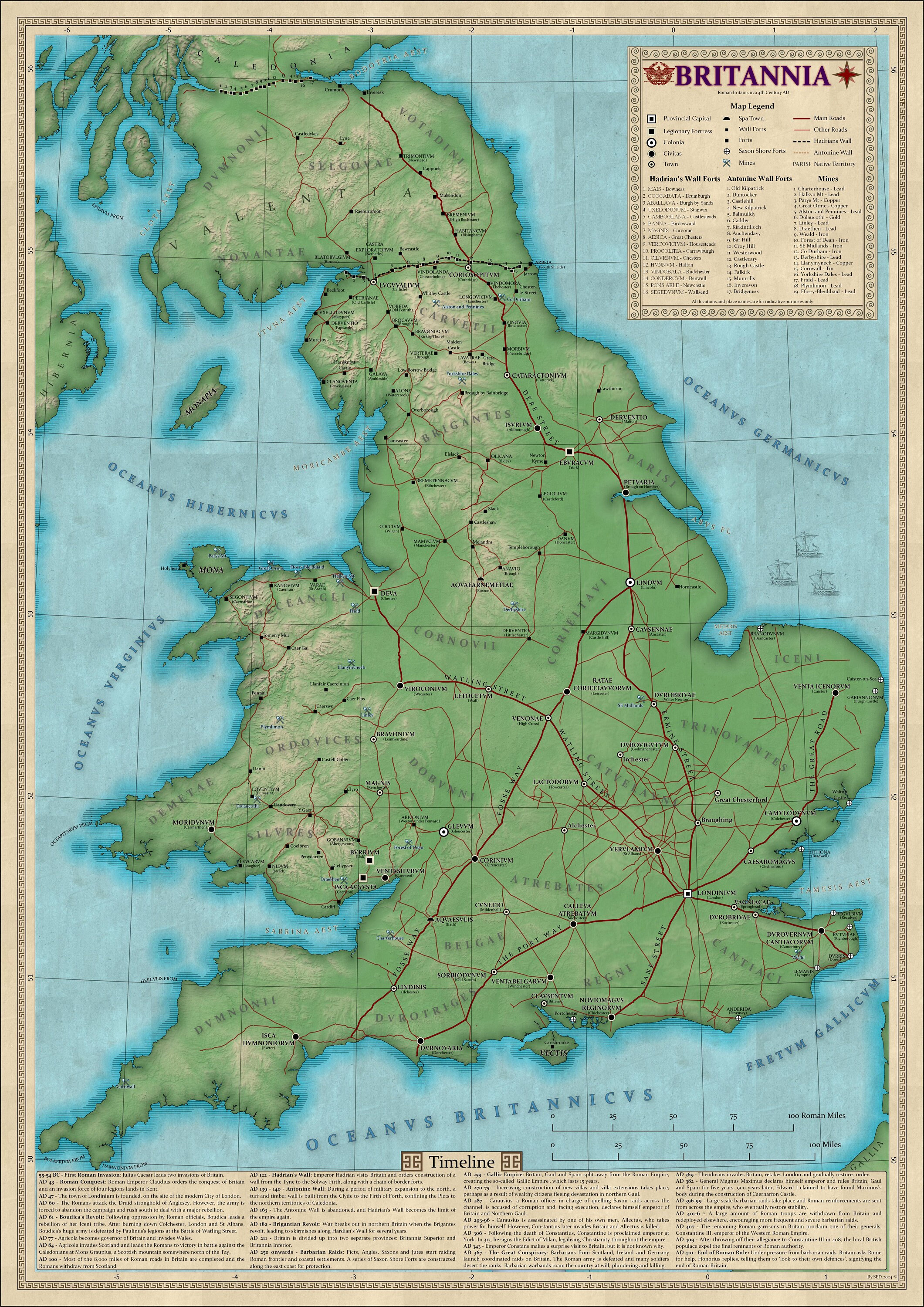 Map of Roman Britain - A2 Print - Etsy