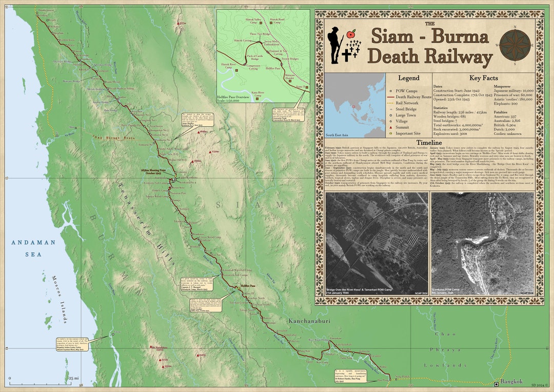 Map of the Siam to Burma 'death Railway' - A2 Poster Print - Etsy