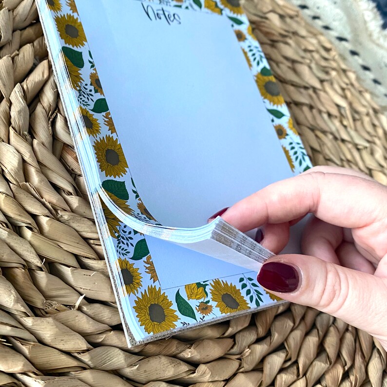 Sunflower 5x7 Notepad Desk Pad Writing Pad Stationery - Etsy Australia