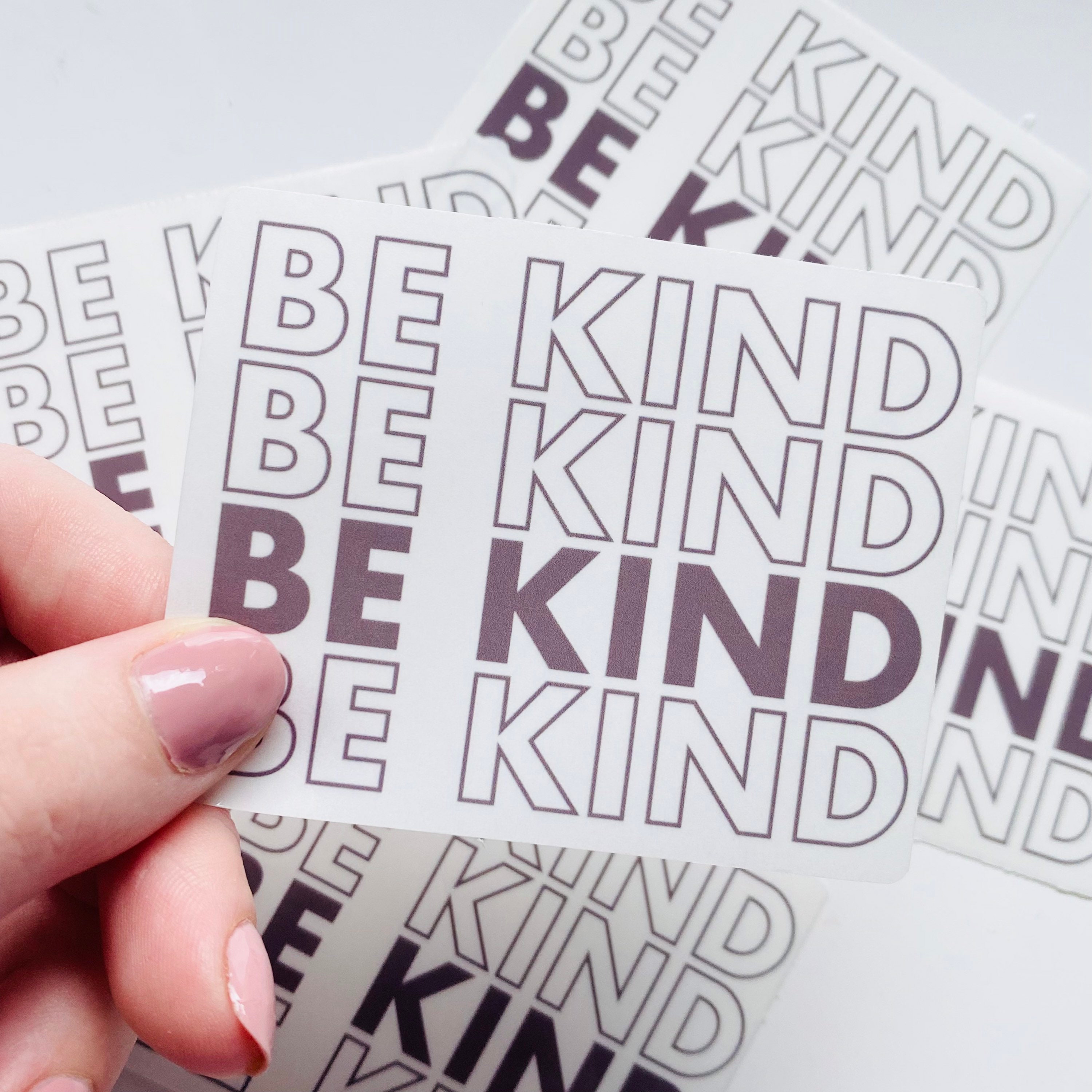 Be Kind Clear Sticker Large Kindness Words | Etsy