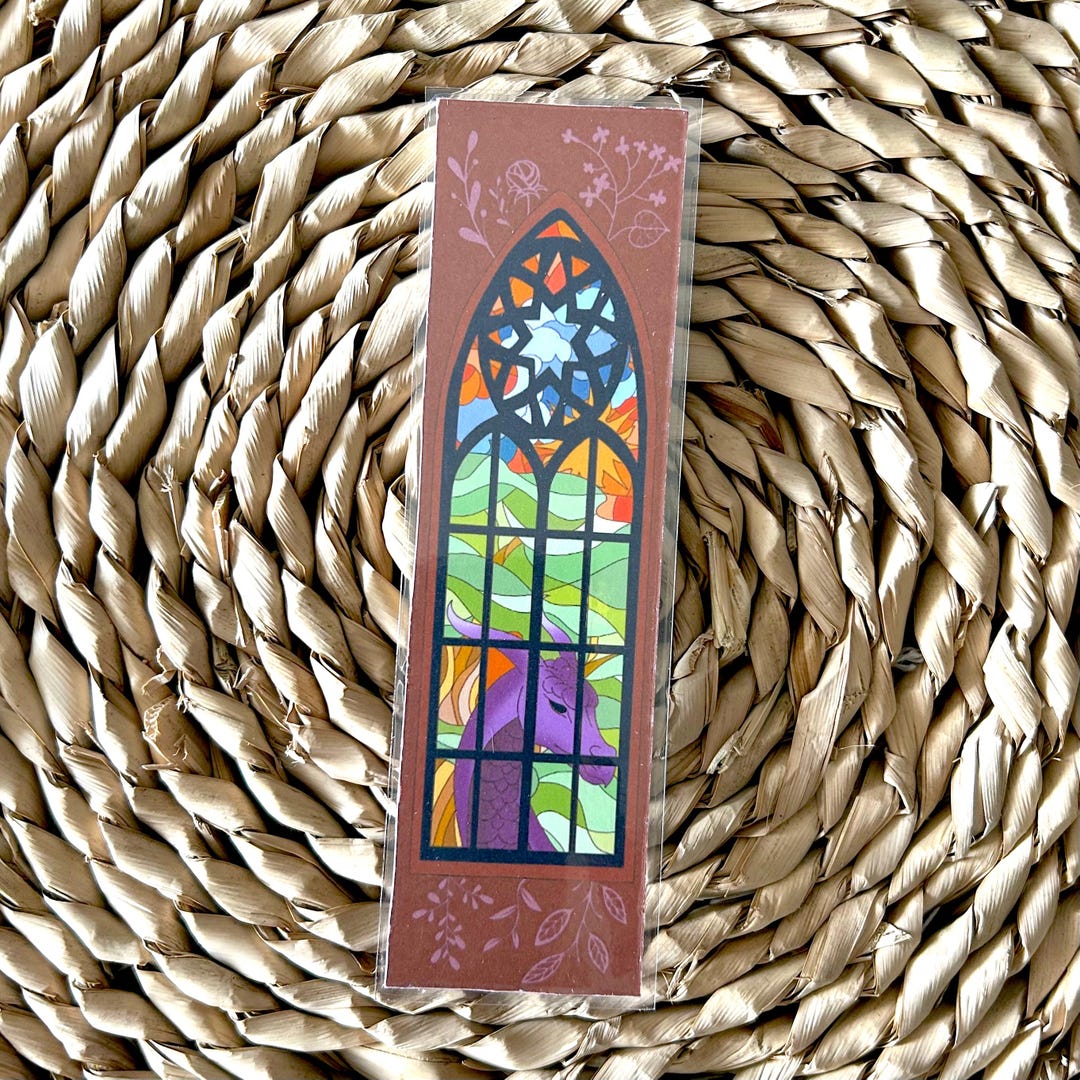 Dragon Stained Glass Bookmark - Laminated - Fantasy Inspired - Dark ...