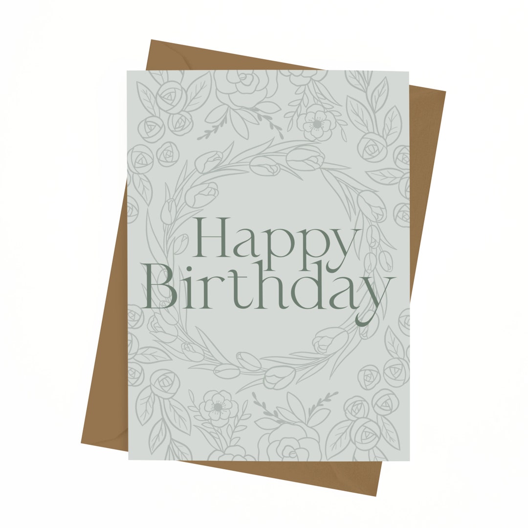 Floral Happy Birthday Card - Birthdays - Greeting Card - Blank Card ...
