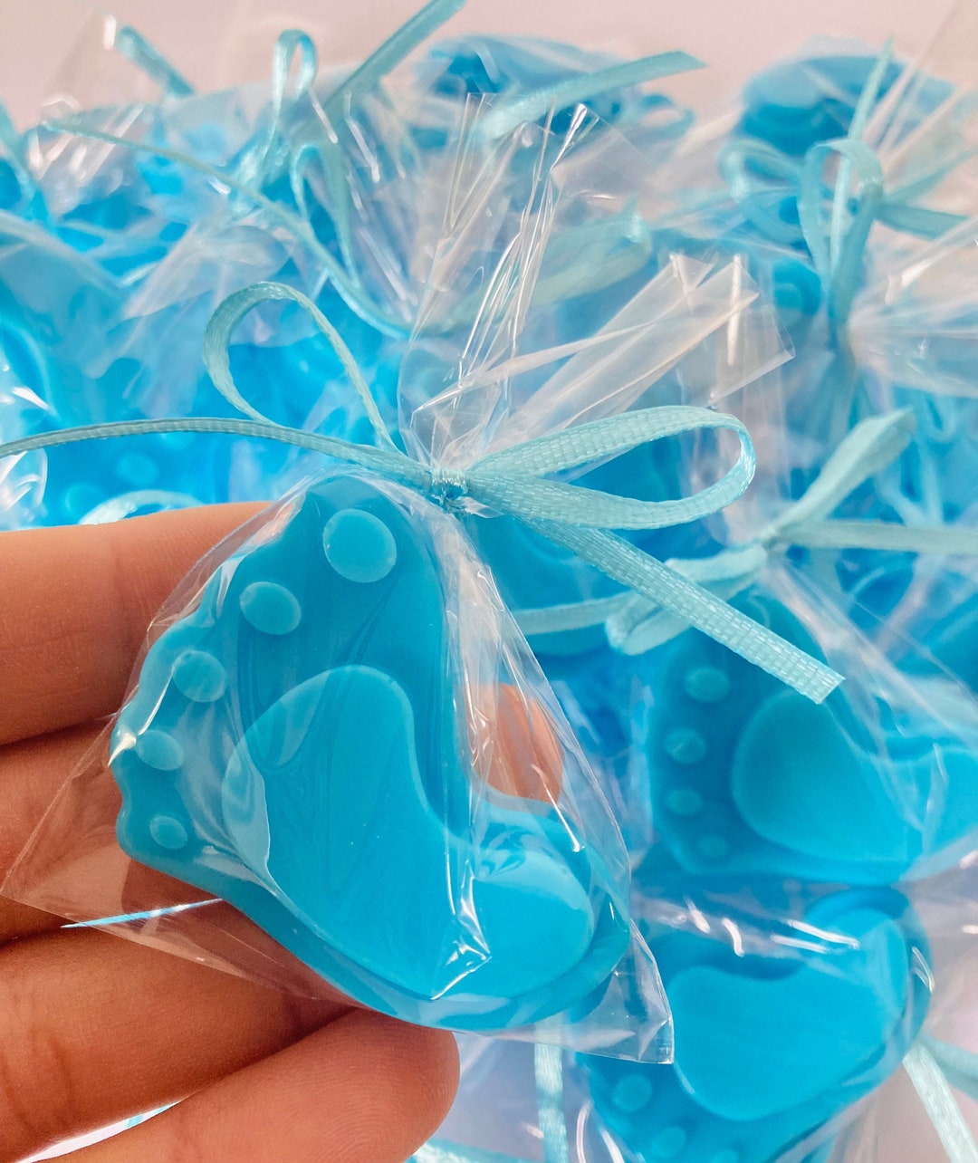 30pcs Mini Baby Blue Kids Feet Shape Hand Soaps, White Base Coconut Oil ...