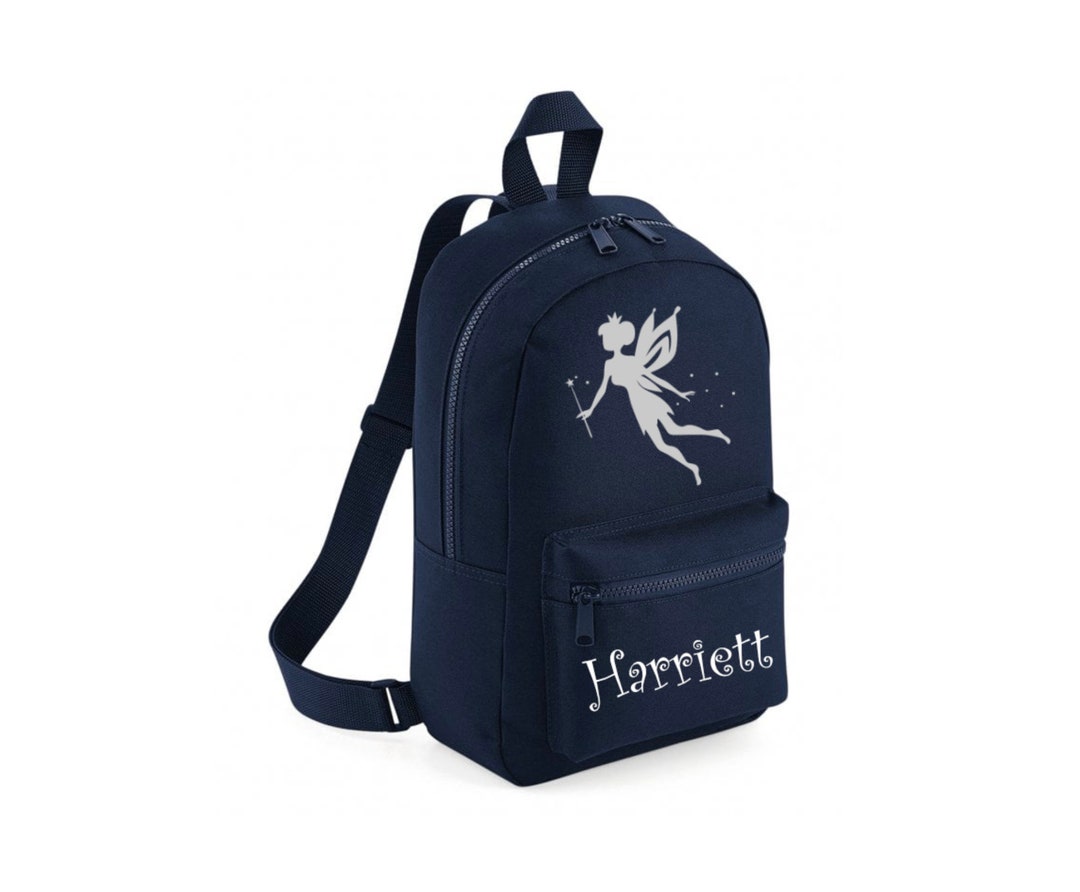 Personalised FAIRY Mini Rucksack Backpack Navy Boys Girls Nursery Bag ...
