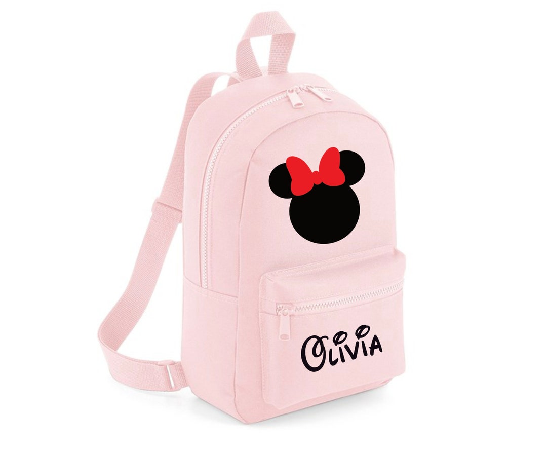 Personalised Minnie Mouse Silhouette Mini Rucksack Backpack Pink Boys ...