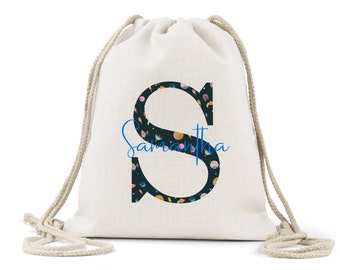 Personalised Boys Blue Drawstring Bag, Linen,school Nursery, Baby Nappy ...