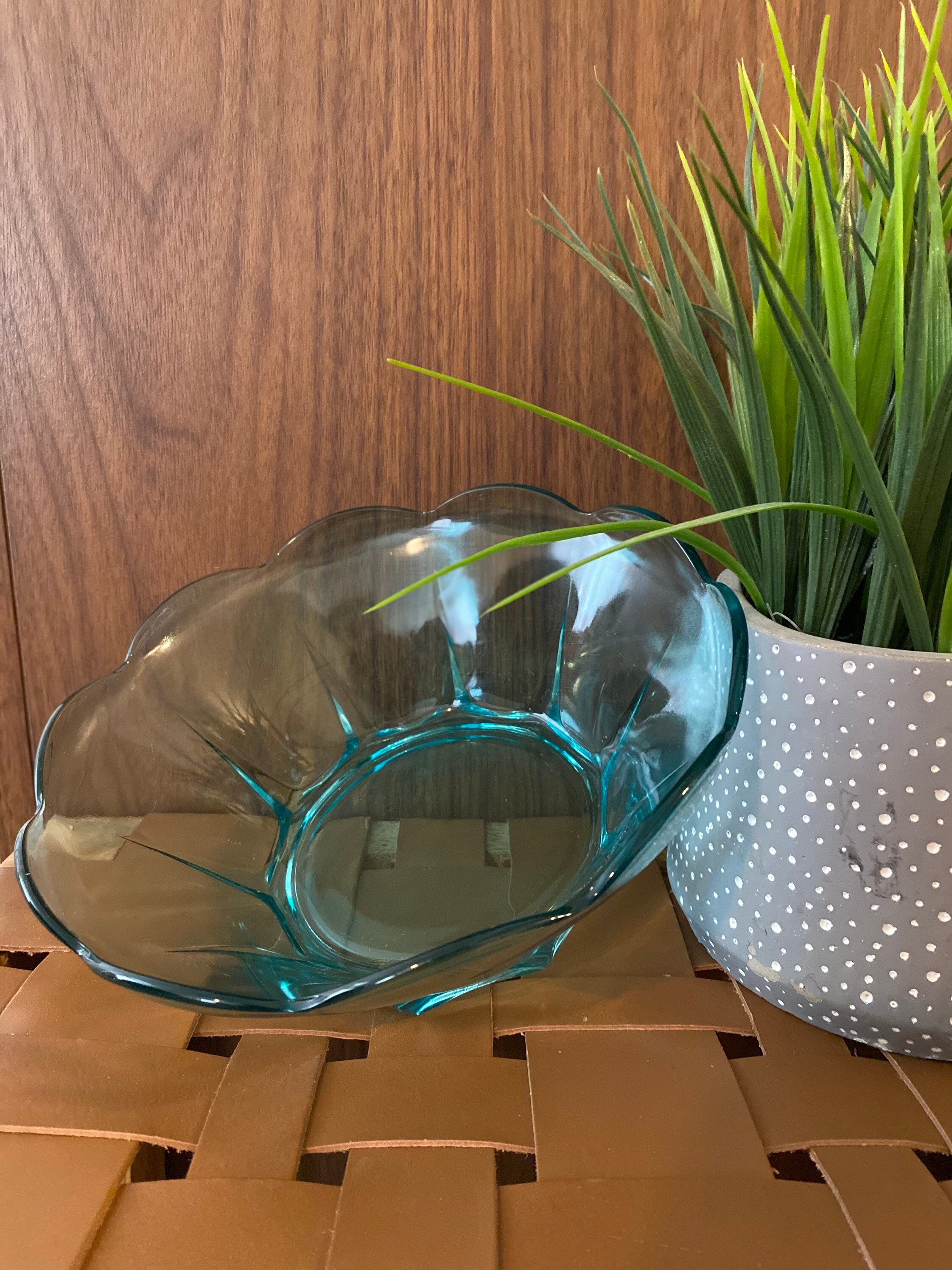 Vintage blue glass bowl | Etsy