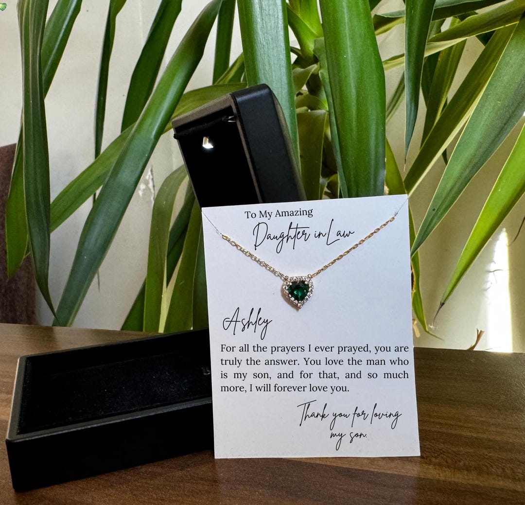 Daughter in Law Jewelry Gift With Led Light Box, Silver Emerald Pendant ...