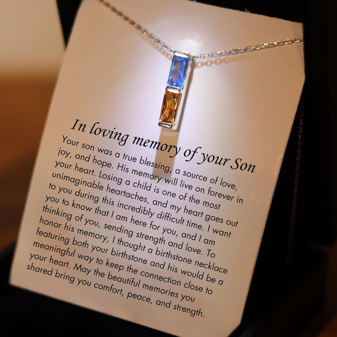 Son Remembrance Necklace, Son Memorial Gift, Matching Birthstone ...