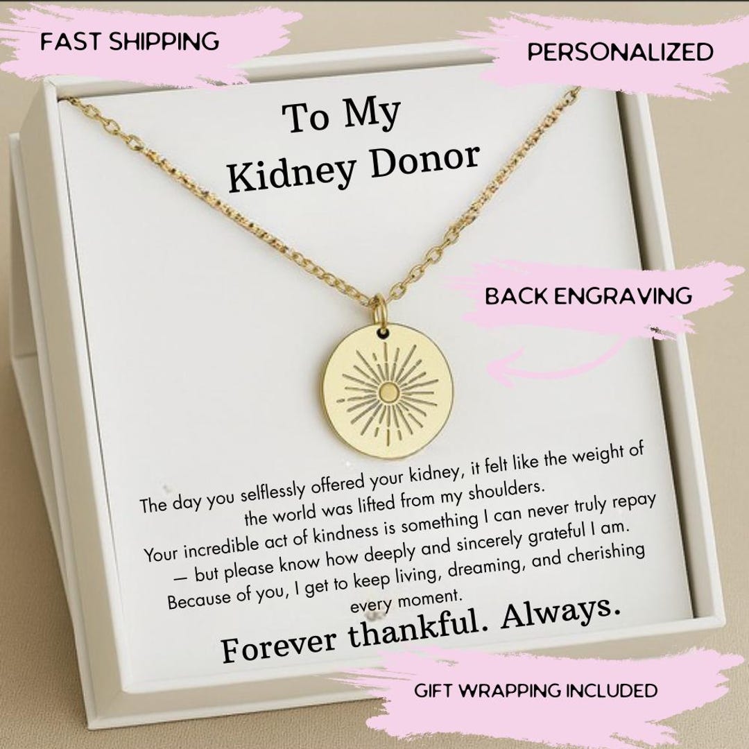 Kidney Donor Necklace Gift for Organ Donation Awareness, Organ Donation ...