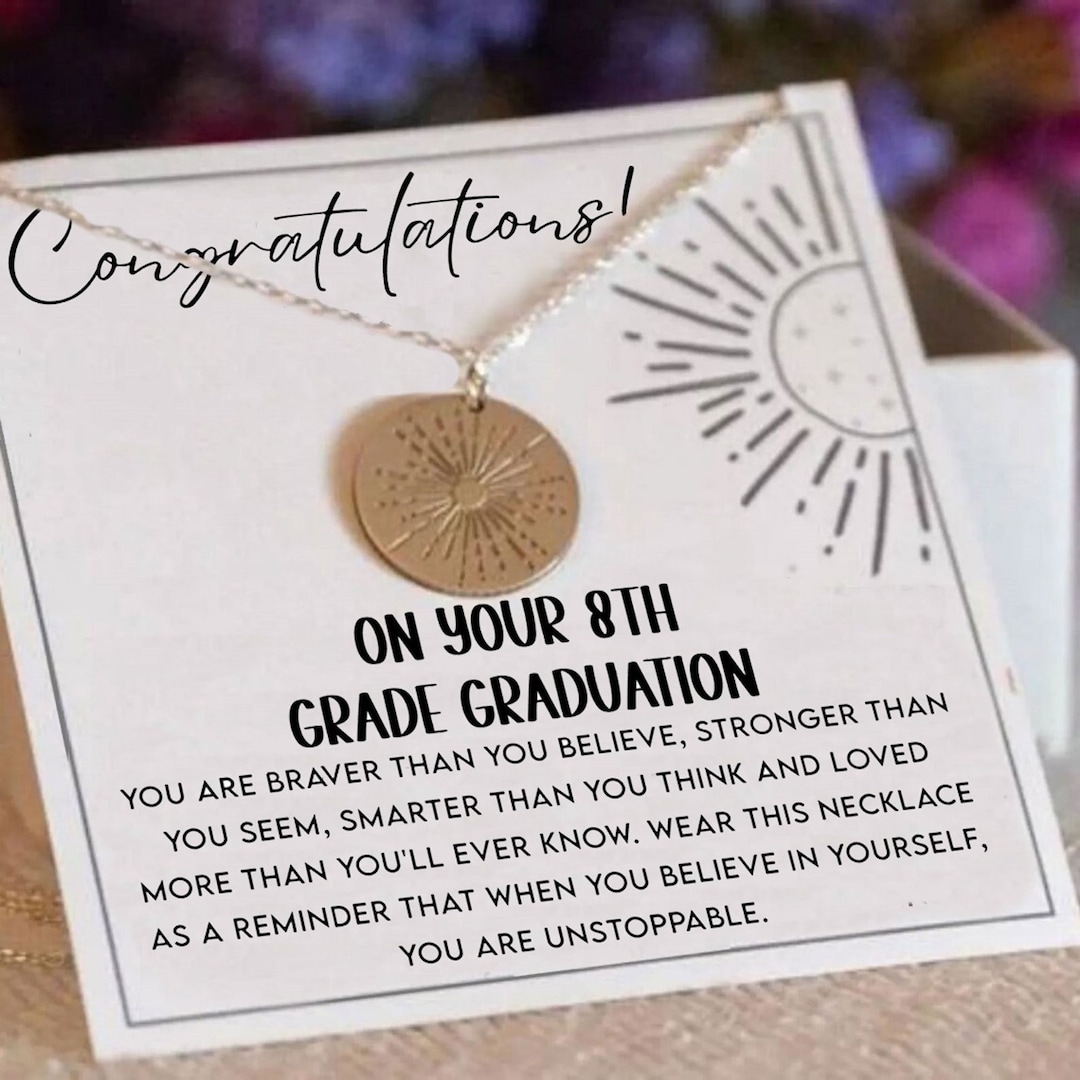 8th Grade Graduation Sunshine Necklace, Elementary School Graduation ...