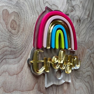 Personalized Rainbow Name Plate: Acrylic Stanley Tumbler Topper - Etsy