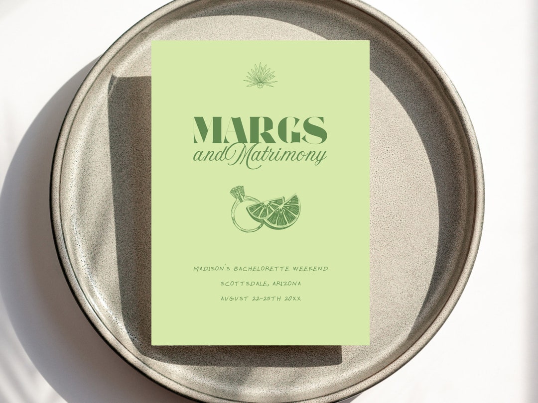 Margs & Matrimony Bachelorette Itinerary Invitation Template, Margs and ...