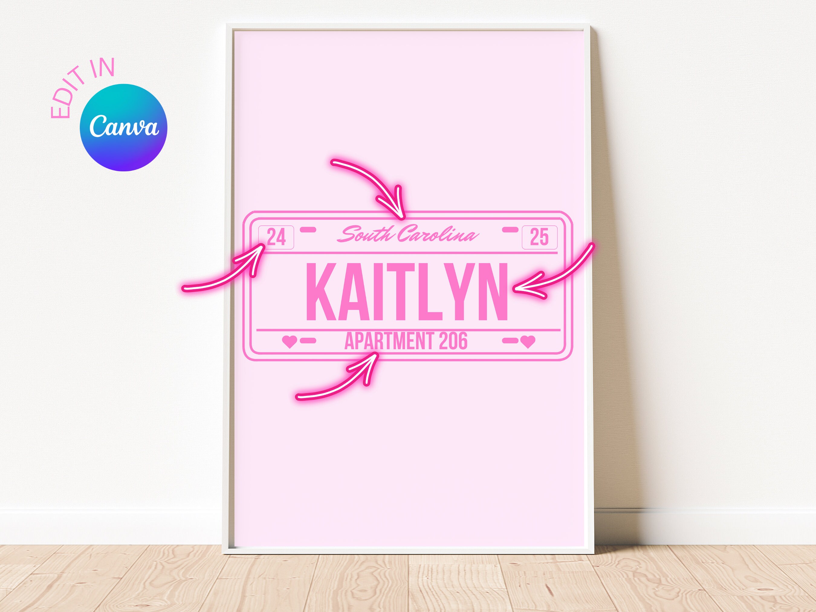 Personalized Roommate Name Wall Art, Artwork for Dorm Room, College ...