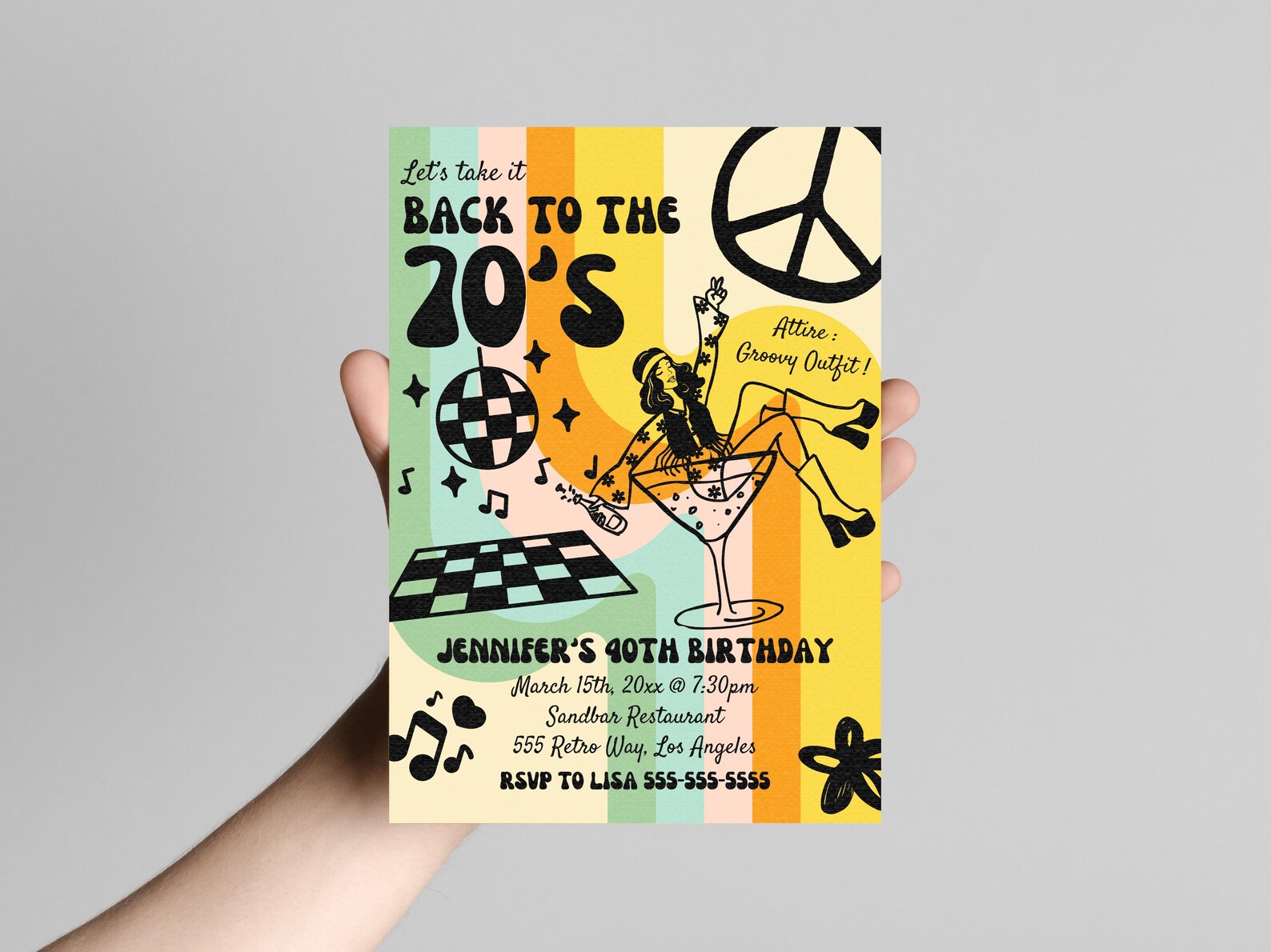 70's Birthday Party Invitation, Back to the 70's, Seventies Costume ...