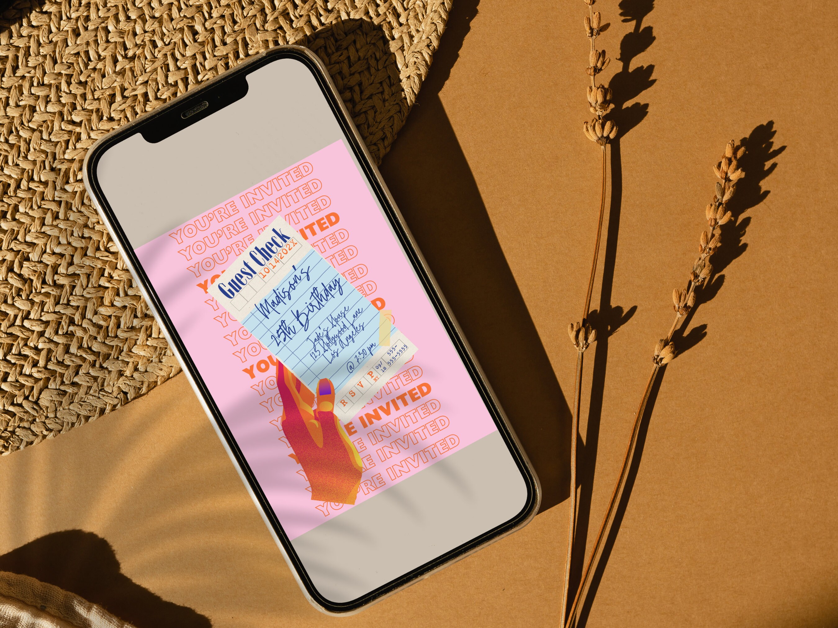 Guest Check Birthday Invite Template, Editable Pink Personalized ...