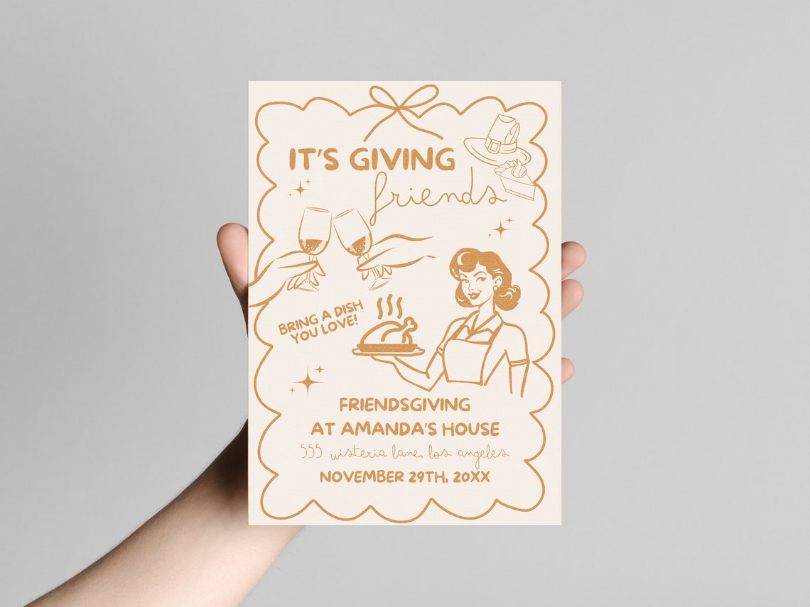 Friendsgiving Invitation, Friendsgiving Invite, Thanksgiving Dinner ...