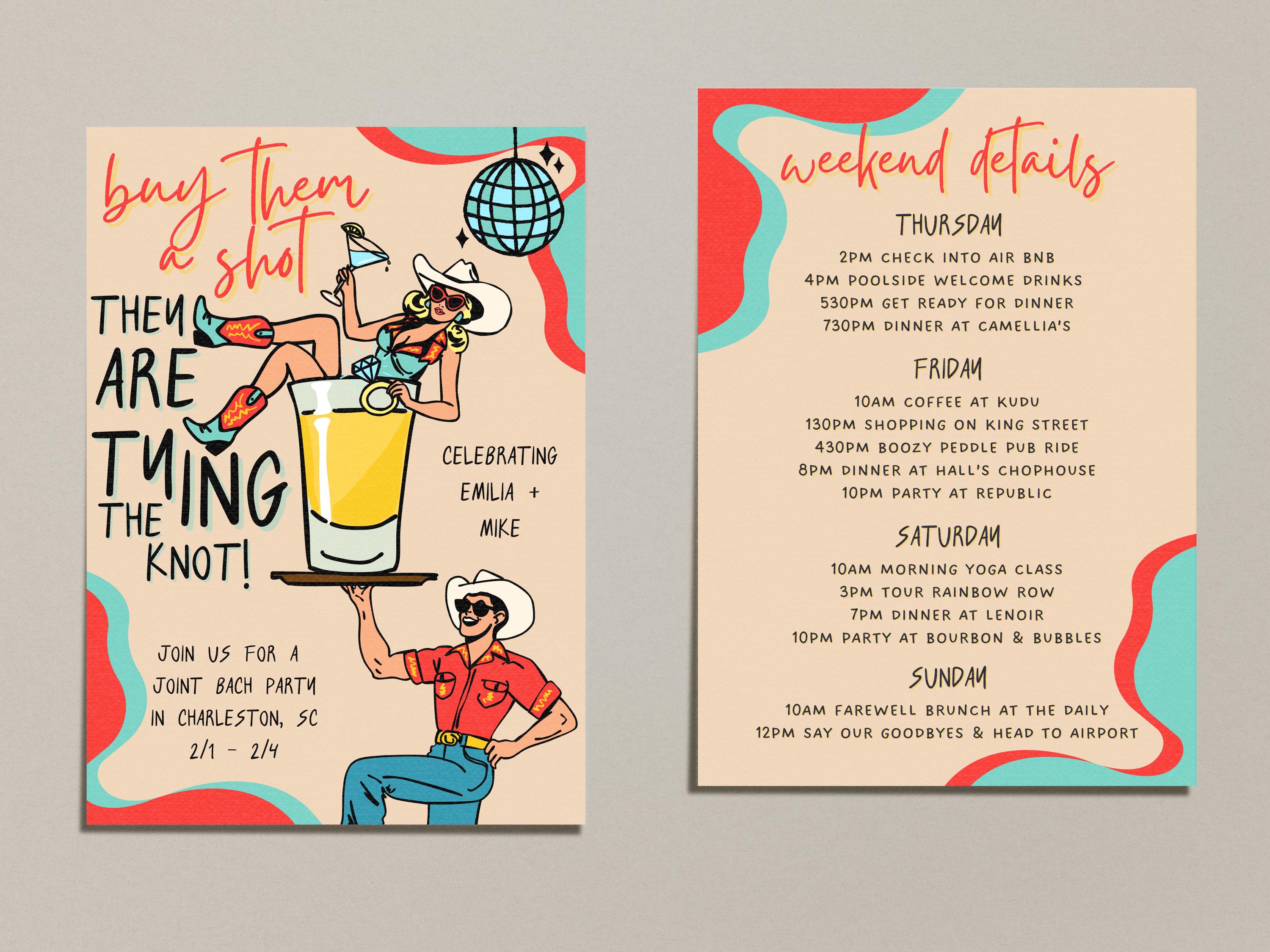 Joint Bachelor and Bachelorette Party Invite, Joint Bachelor and ...
