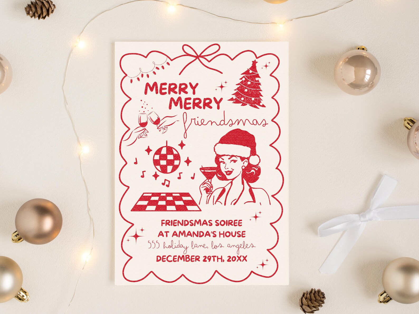 Friendsmas Invitation, Friendsmas Invite, Christmas Dinner Party ...