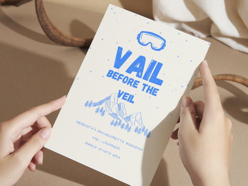 Vail Before the Veil Bachelorette Itinerary Invitation Template, Skiing ...