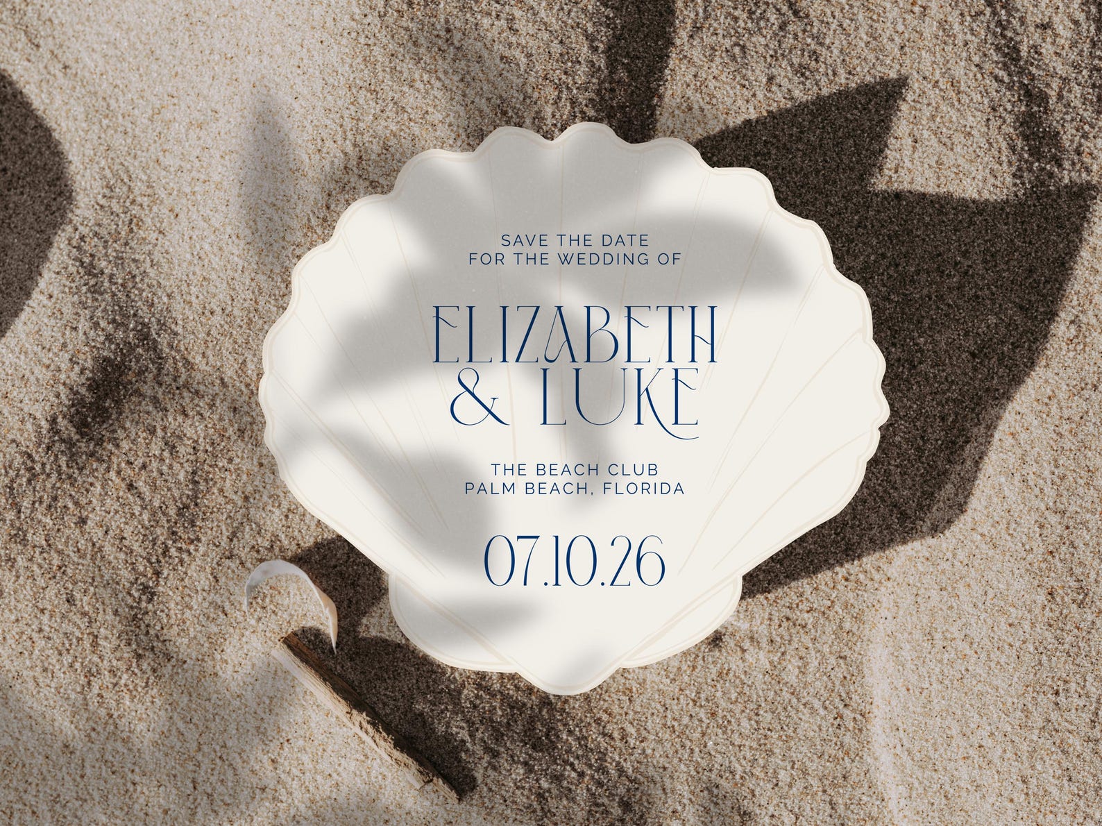 Save the Date Seashell Invitation Template, Cut Out Sea Shell Invite ...