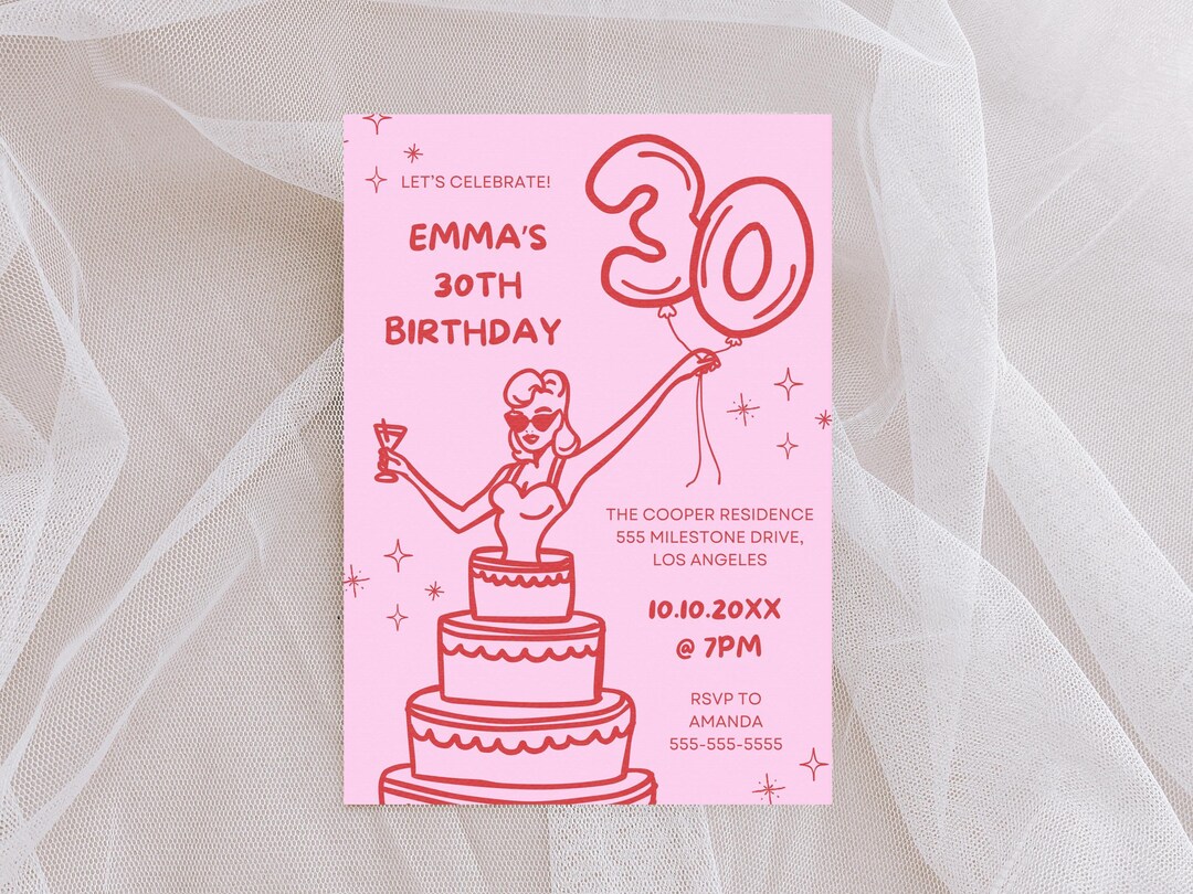 30th Birthday Party Invitation, Editable Birthday Invite, Personalized ...