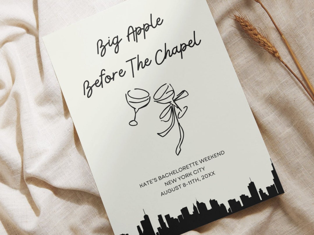 Big Apple Before the Chapel Bachelorette Itinerary Invitation Template ...