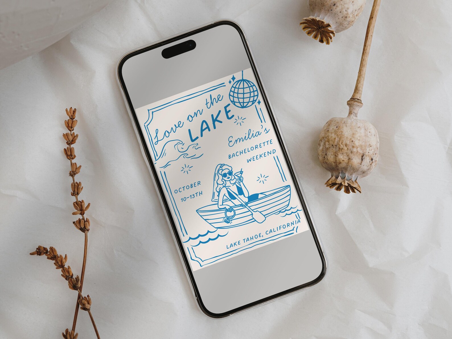 Love on the Lake Bachelorette Party Invitation, Editable Bachelorette ...