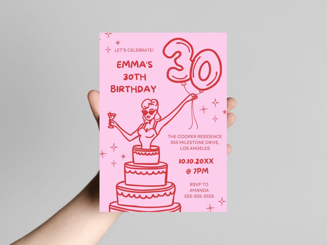 30th Birthday Party Invitation, Editable Birthday Invite, Personalized ...