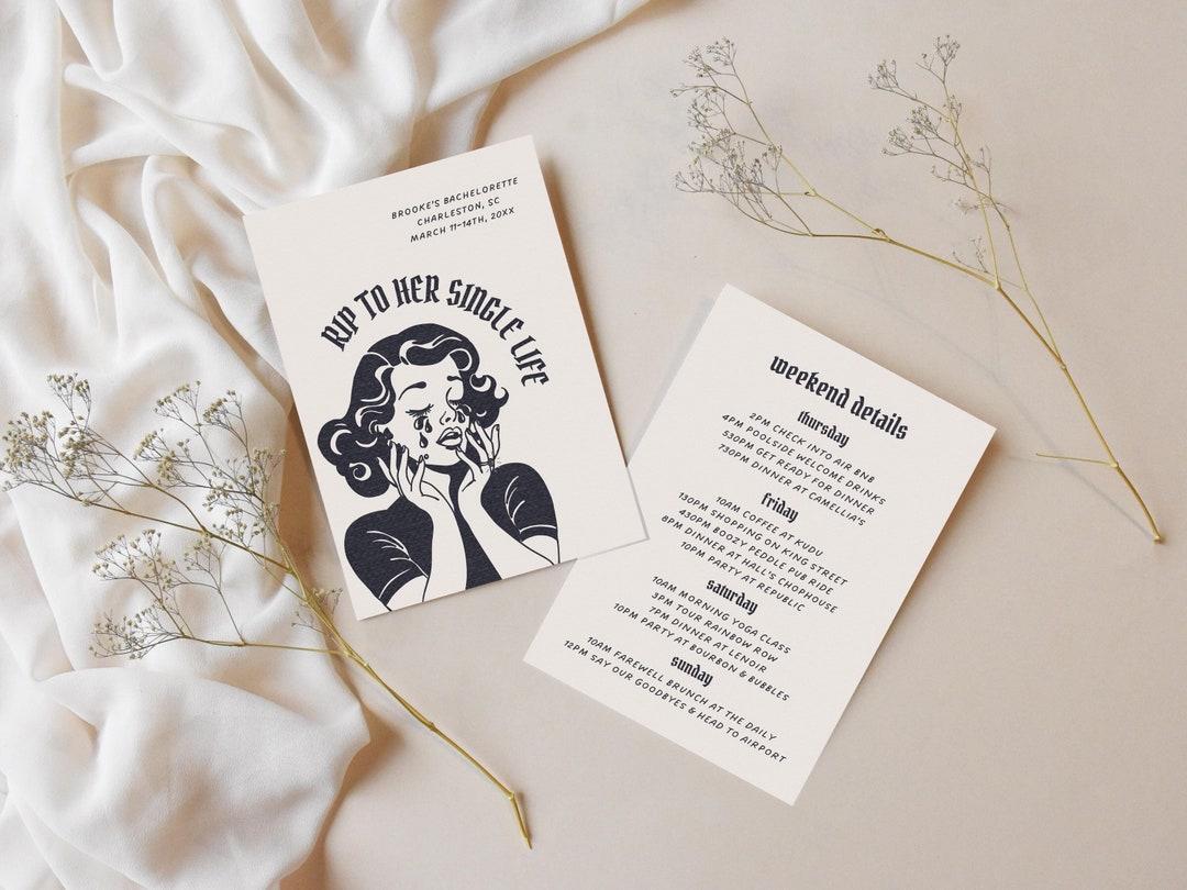 RIP Single Life Bachelorette Invitation Template, RIP to Her Last Name ...