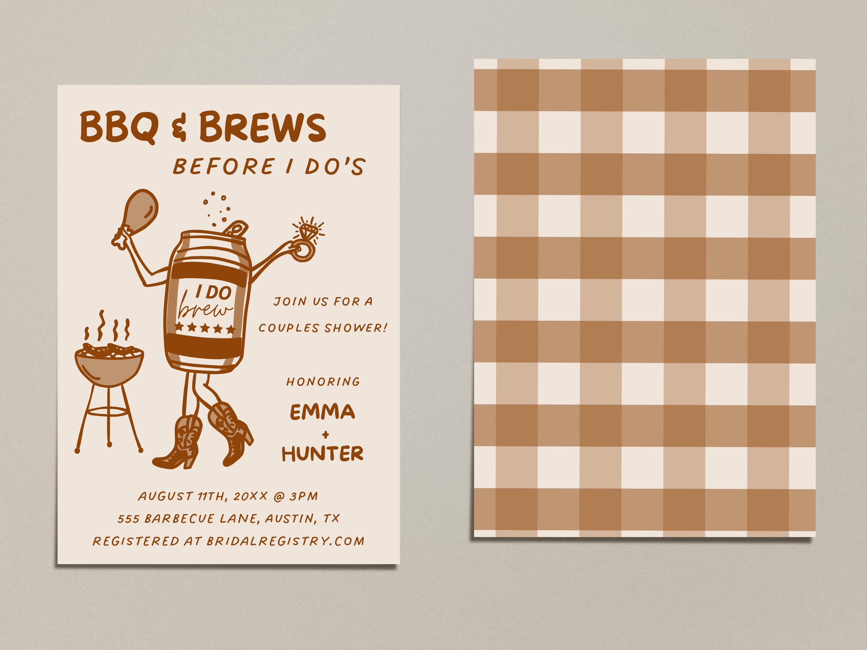 BBQ and Brews Before I Do's Invitation Template, Couples Shower Invite ...