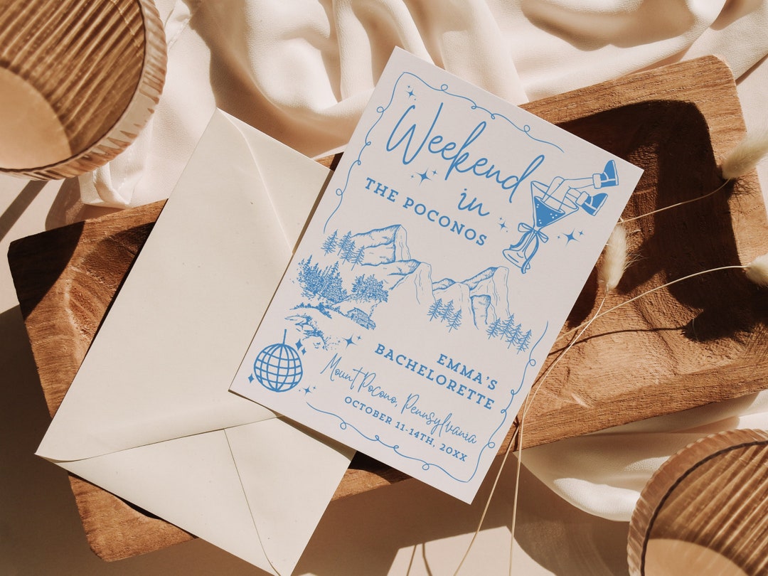 Poconos Bachelorette Itinerary Template, Printable Invite for ...